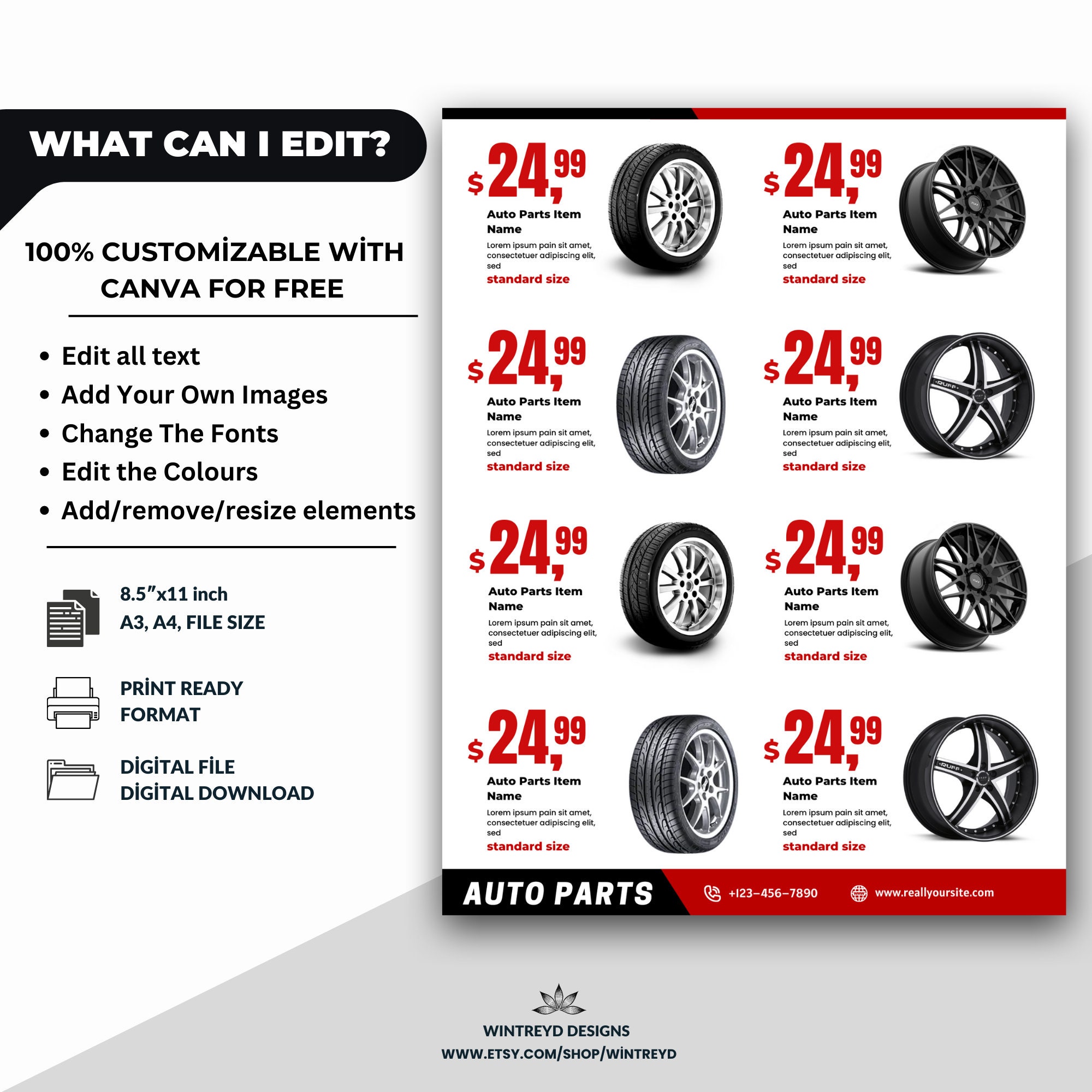 Tire and Rim Flyer Template #2, Tire and Rim Sale Flyer, Tire and Rim ...
