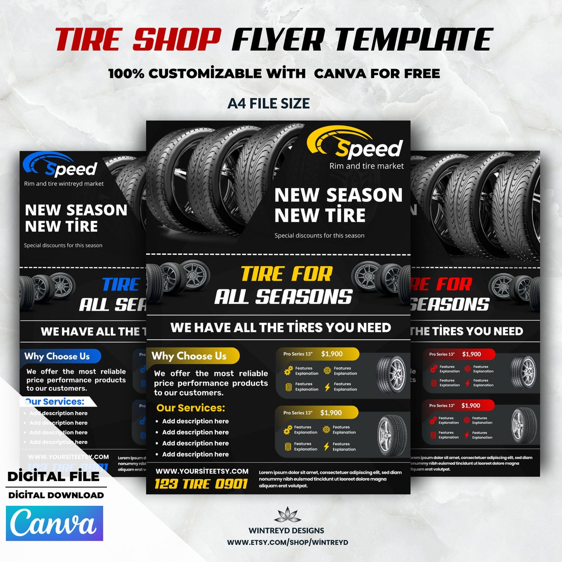 Tire Flyer Template, Canva Tire Shop Flyer, Tire Service Center Flyer, Canva Flyer Template - Etsy