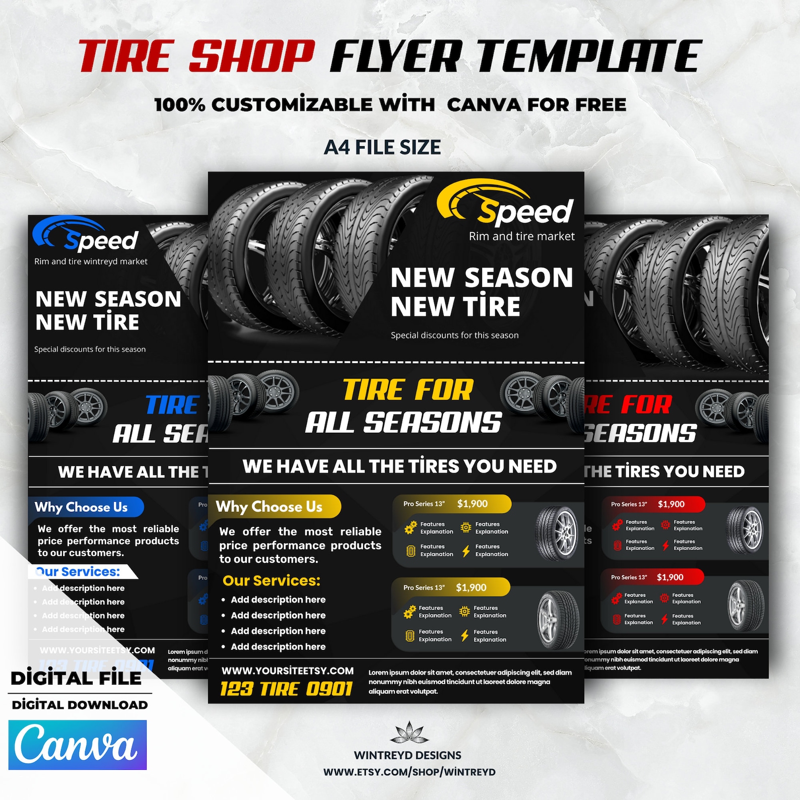 Tire Flyer Template, Canva Tire Shop Flyer, Tire Service Center Flyer ...