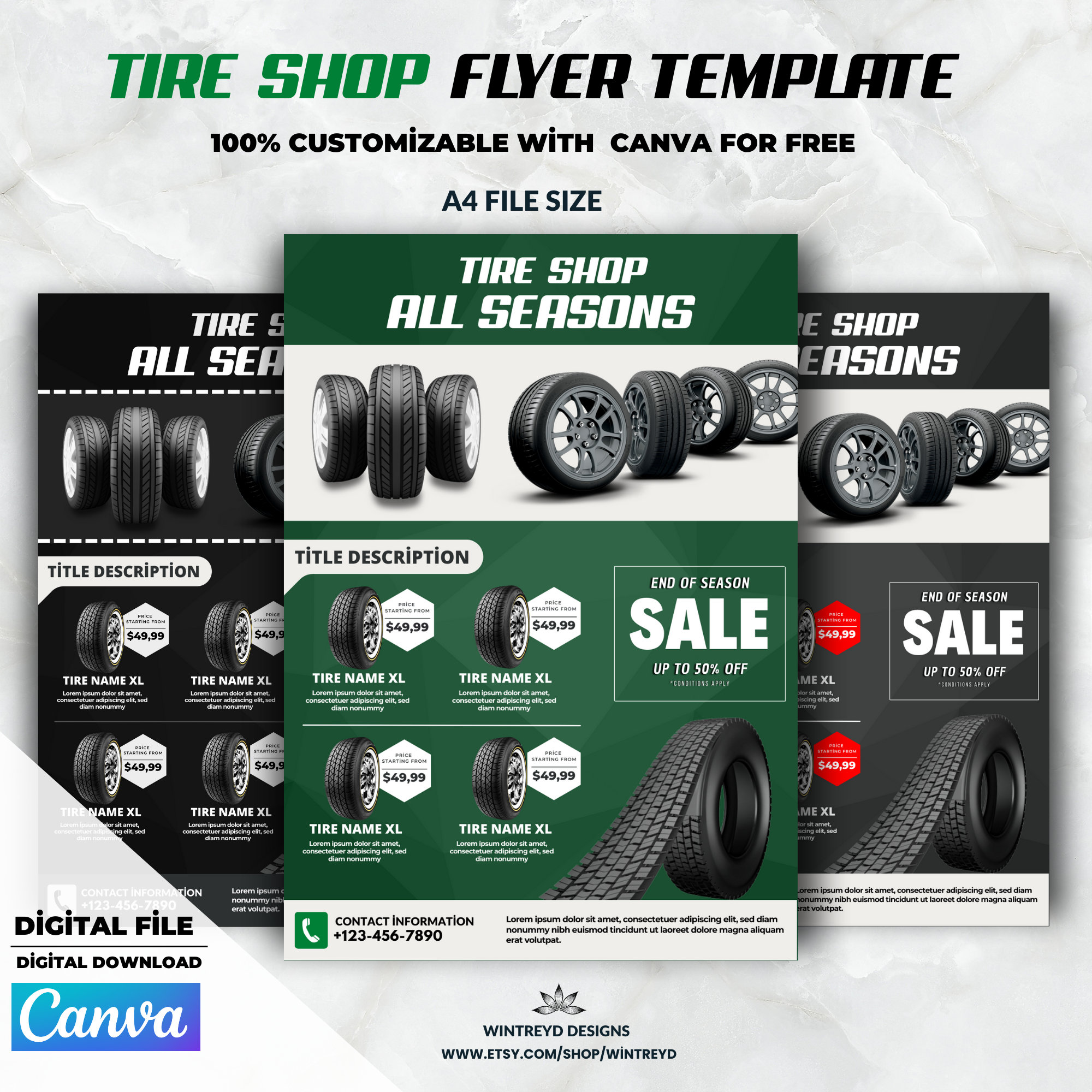 Tire Sale Flyer Template, Canva Tire Shop Flyer, Tire Service Center ...