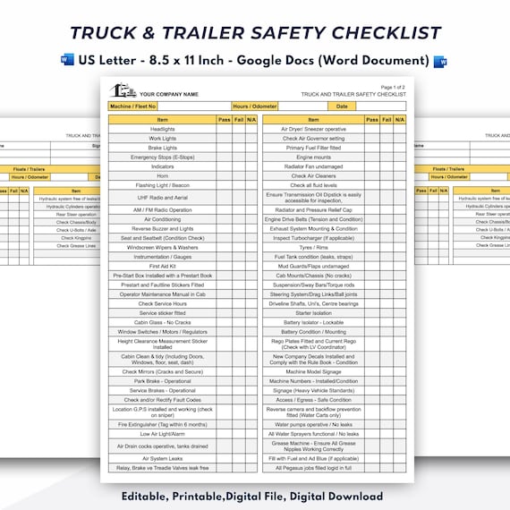 Printable Trailer Inspection Form Template Free Printable Vehicle