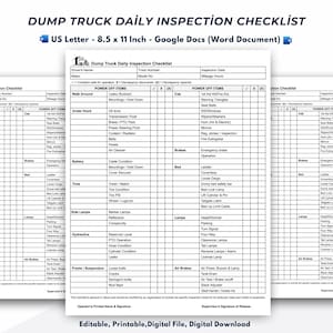 Dump Truck Daily Inspection Checklist Template, Google Docs (word ...