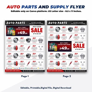 Auto Parts Flyer, Car Parts & Supply Flyer Template, Canva Template - Etsy