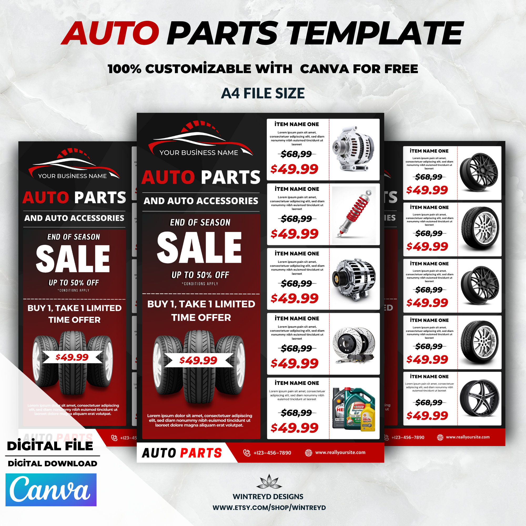 Auto Parts Flyer, Car Parts Promotion Flyer, Car Parts and Accessories ...