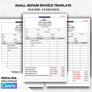 Small Repair Invoice Template , Google Docs (word Document) - Etsy