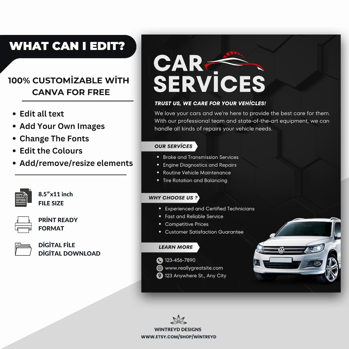 Auto Repair Service Flyer Template, Car Repair Service Flyer ...