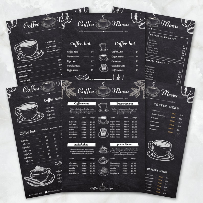 Coffee Menu Templates, Coffee Price List, Professional and Customizable ...