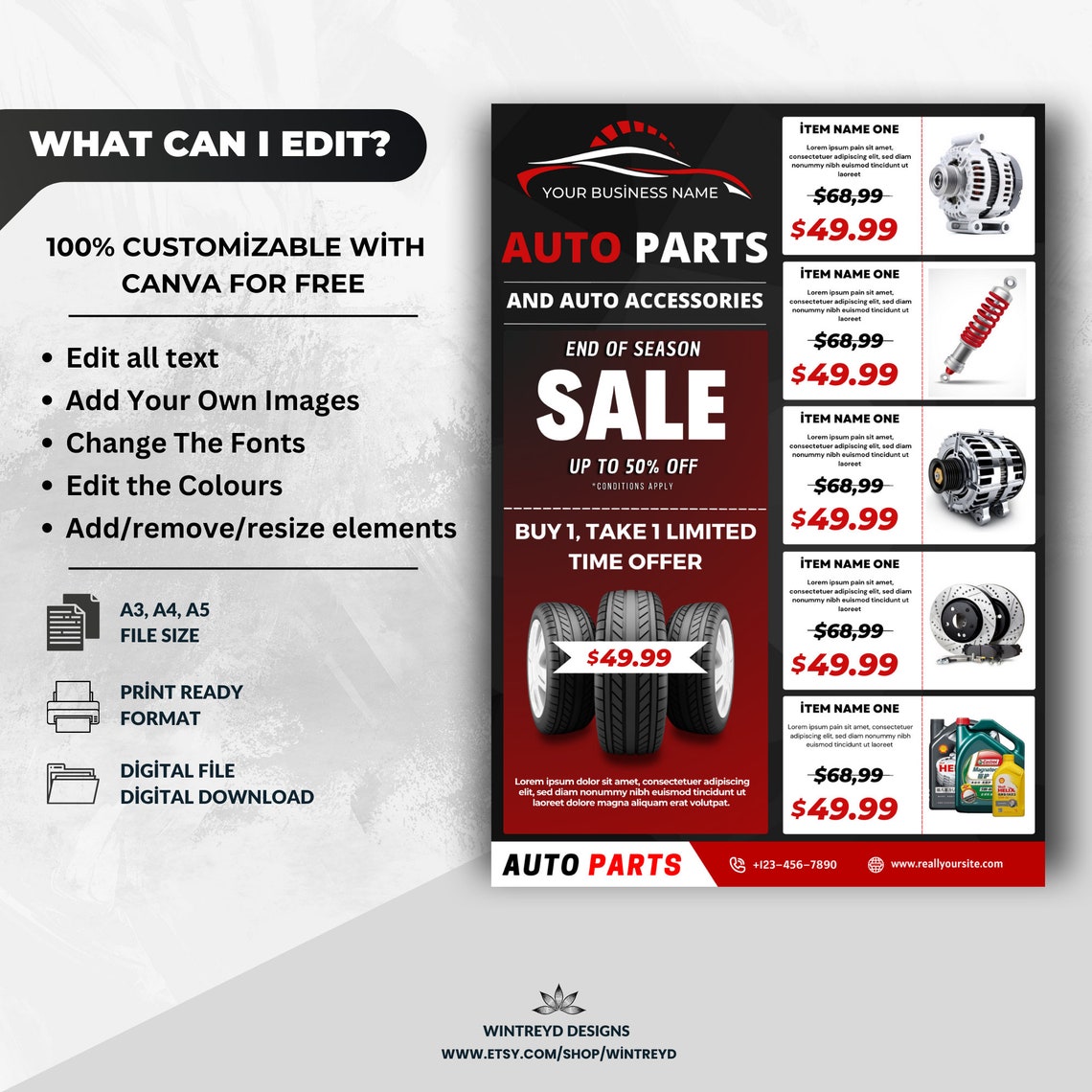 Auto Parts Flyer, Car Parts Promotion Flyer, Car Parts and Accessories ...