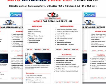 Mobile Car Detailing Price List Template: Auto Detailing Flyer (canva ...