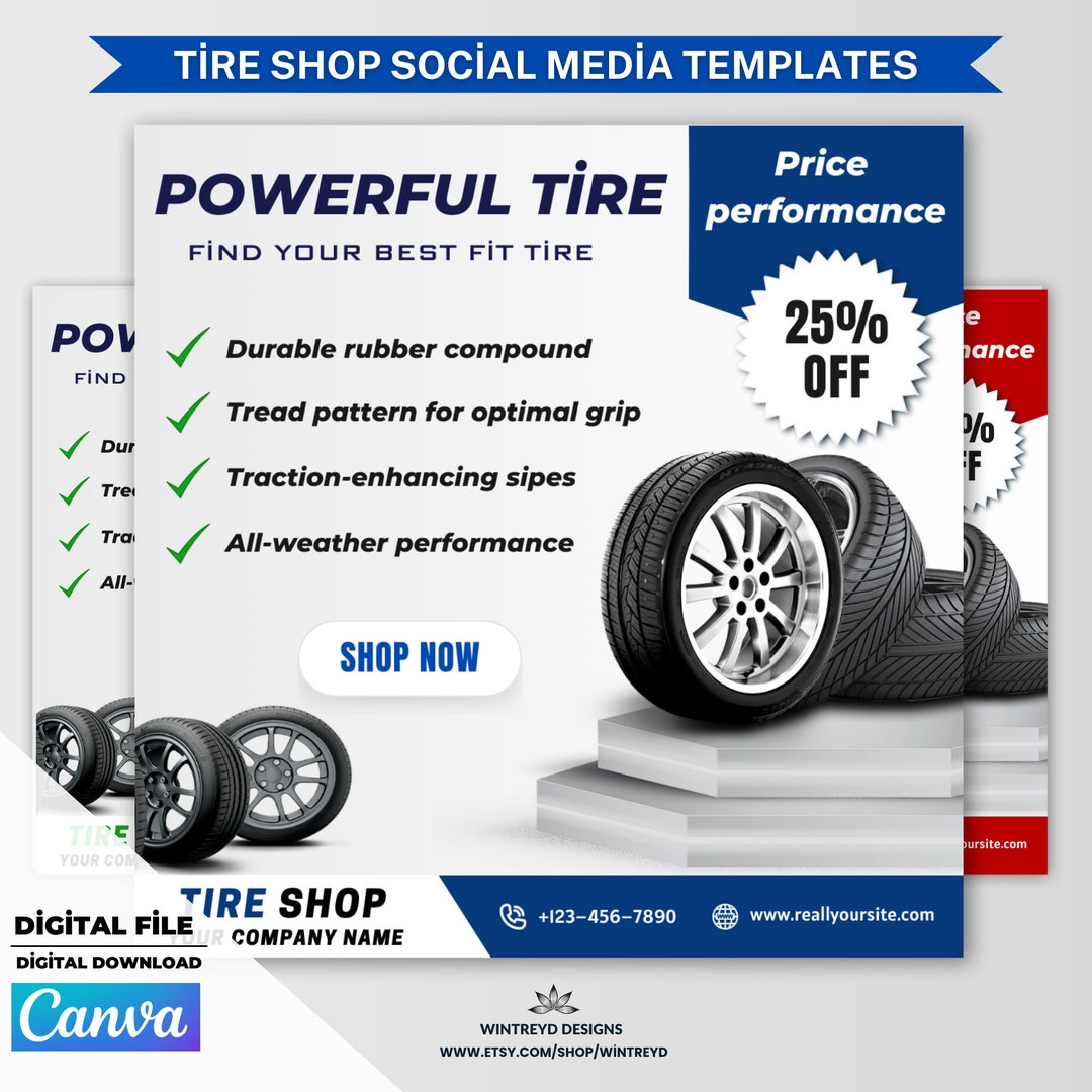 Tire Shop Social Media Template, Tire Shop Ads Template, Tire Shop ...