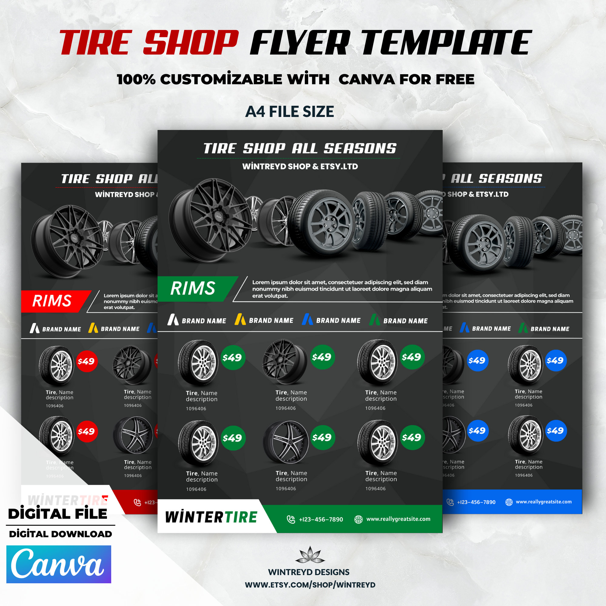 Tire Sale Flyer Template, Canva Tire Shop Flyer, Tire Service Center ...