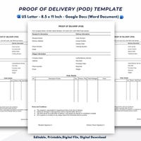 Printable and Editable Proof of Delivery Template in Excel Format - A4 ...