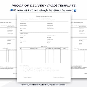 Proof of Delivery (POD) Template, Google Docs (word Document) - Etsy