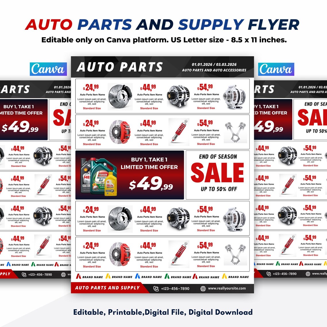 Auto Parts Flyer, Car Parts & Supply Flyer Template, Canva Template - Etsy