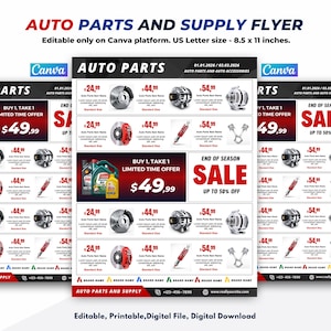 Auto Parts Flyer, Car Parts & Supply Flyer Template, Canva Template - Etsy