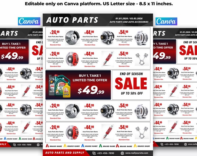 Auto Parts Flyer, Car Parts & Supply Flyer Template, Canva Template - Etsy