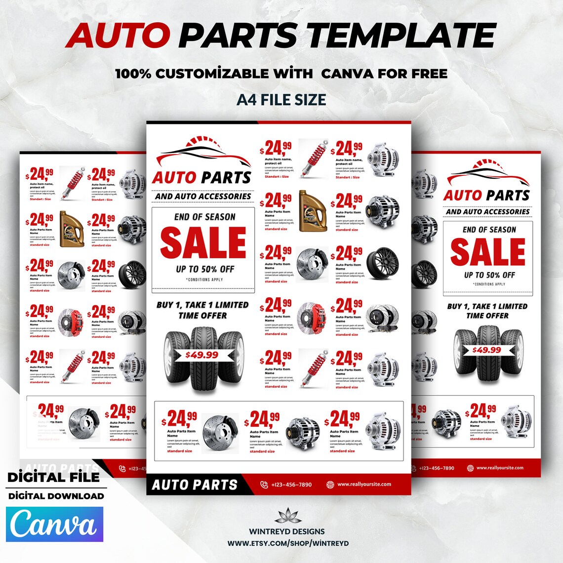 Auto Parts Flyer, Car Parts Promotion Flyer, Car Parts and Accessories ...