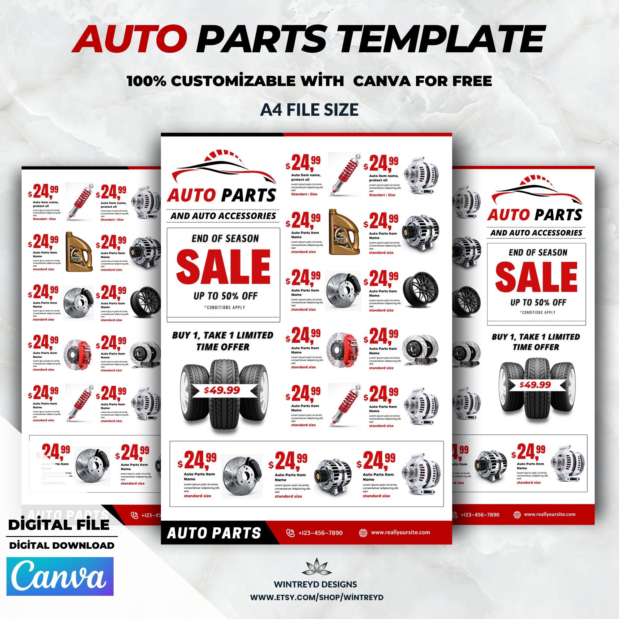 Auto Parts Flyer, Car Parts Promotion Flyer, Car Parts and Accessories ...