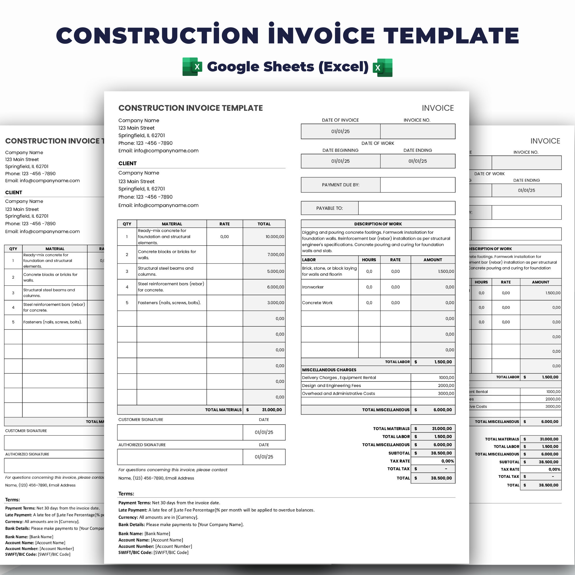 Construction Invoice Template