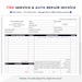 Auto Repair Invoice Template, Tire Service Order Form - Etsy