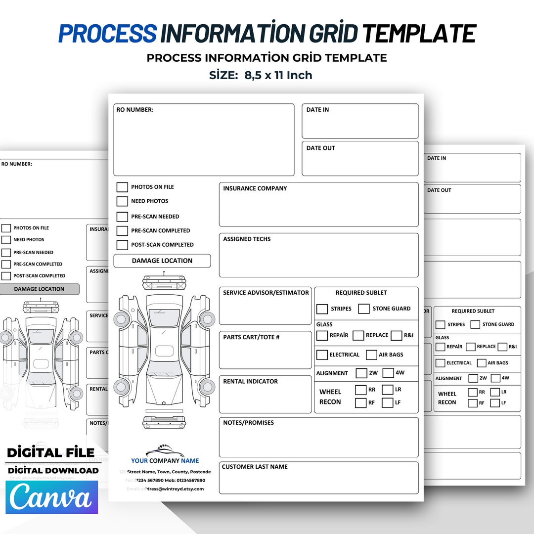 Process Information Grid Automotive Workflow Organizer Printable ...