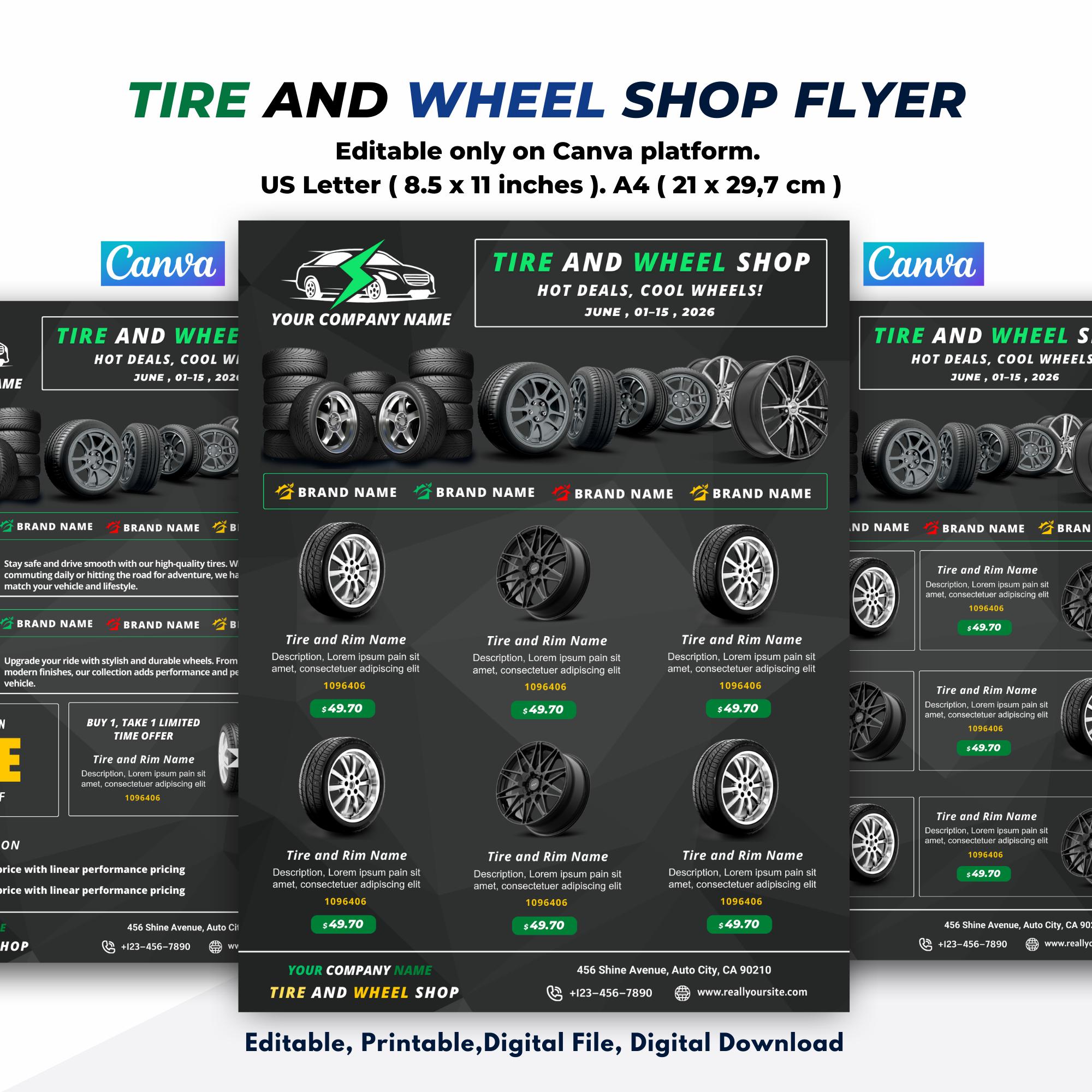 Tire and Wheel Shop Flyer Template, Editable & Printable Design - Etsy