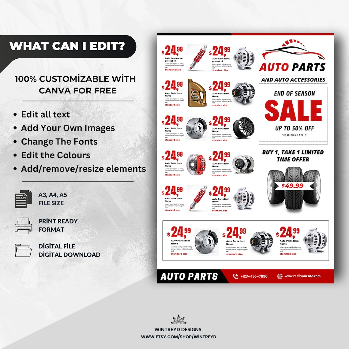 Auto Parts Flyer, Car Parts Promotion Flyer, Car Parts and Accessories ...