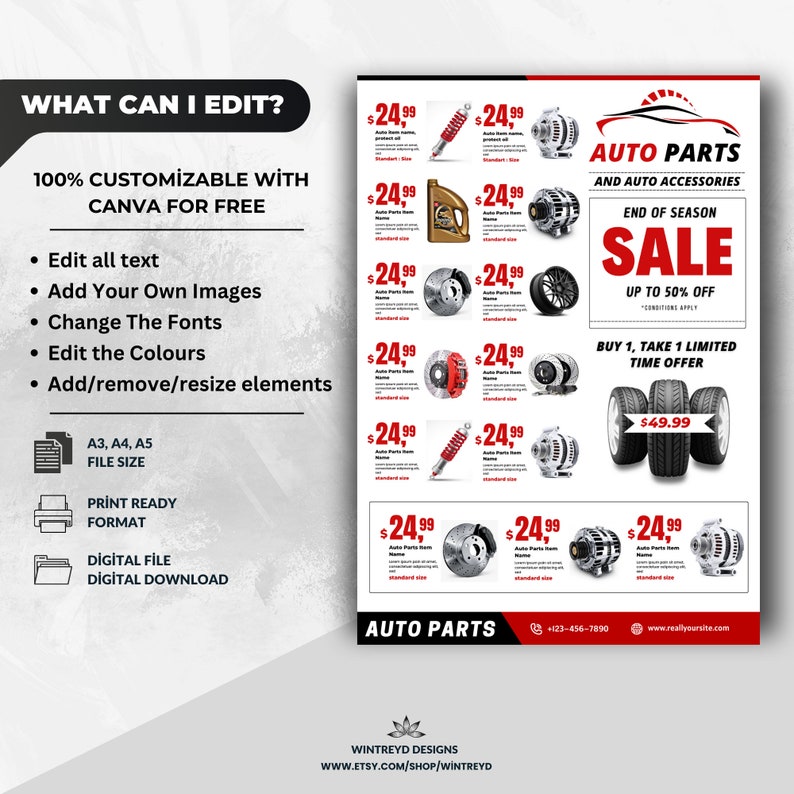 Auto Parts Flyer, Car Parts Promotion Flyer, Car Parts and Accessories ...