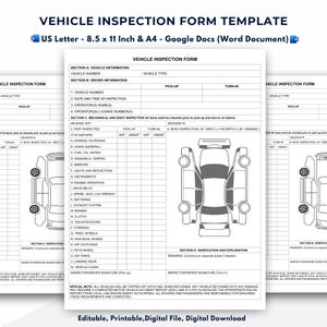 Vehicle Inspection Report Form Template, Editable & Printable, Google ...