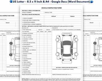 Vehicle Inspection Report Form Template, Editable & Printable, Google ...