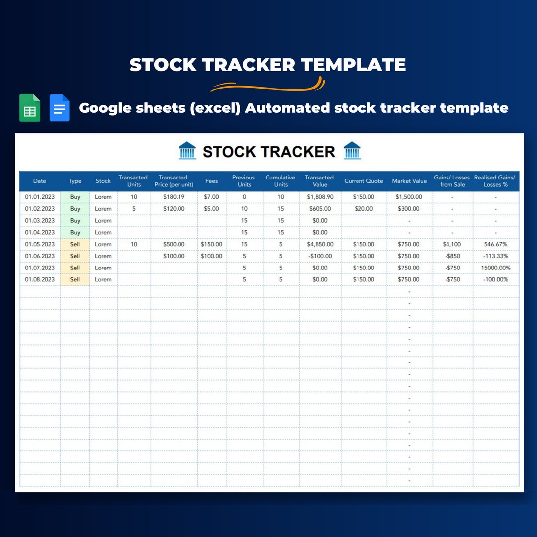 Stock Tracker Template Inventory Tracker Google Sheets - Etsy
