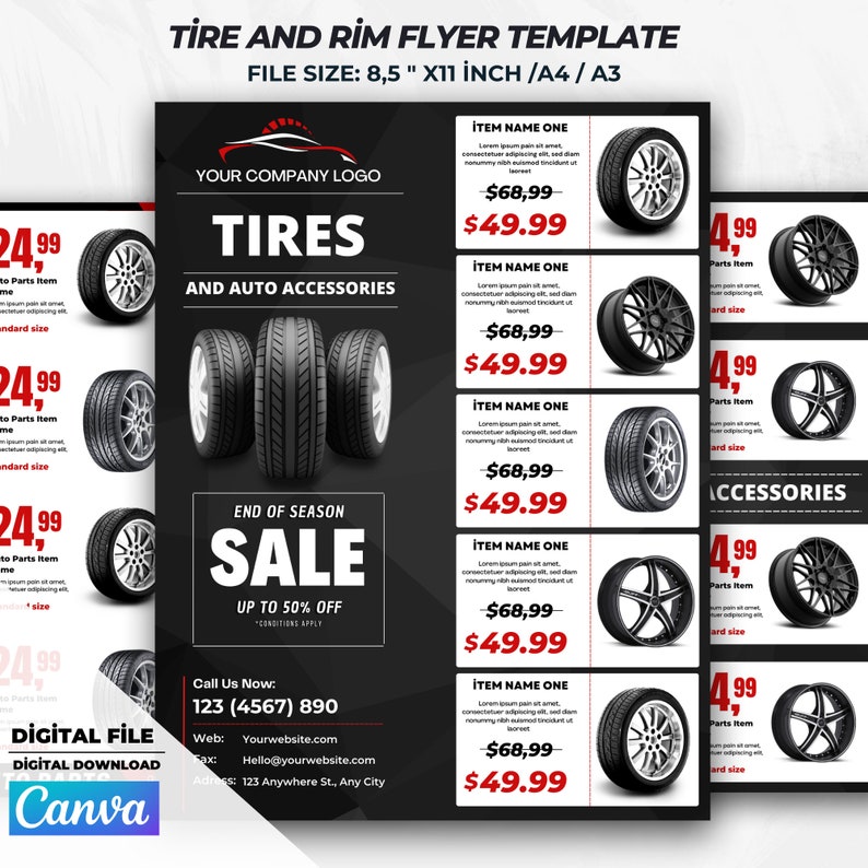 Tire and Rim Flyer Template #2, Tire and Rim Sale Flyer, Tire and Rim ...