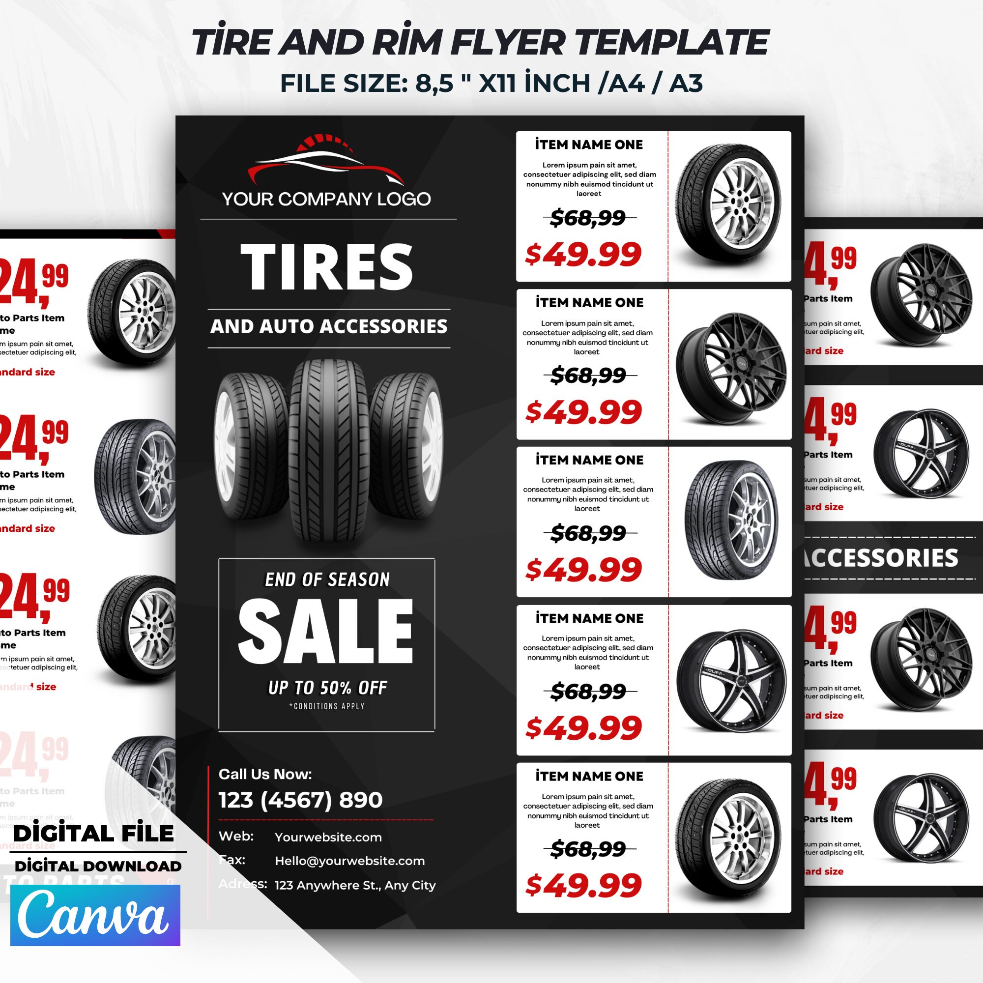 Tire and Rim Flyer Template #2, Tire and Rim Sale Flyer, Tire and Rim ...