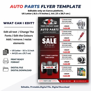 Auto Parts Flyer Template, Car Accessories and Promotional Brochure - Etsy