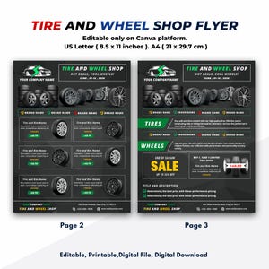 Tire and Wheel Shop Flyer Template, Editable & Printable Design - Etsy