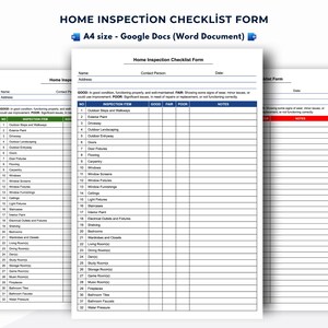 Home Inspection Checklist Template - Editable Google Docs (word ...