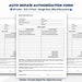 Repair Authorization Form Template, Editable Automotive Service Consent ...