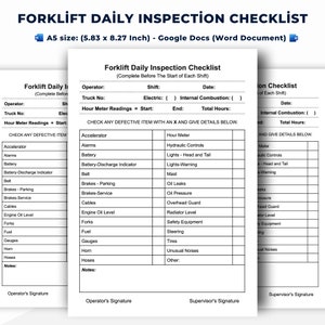 Forklift Daily Inspection Checklist Template Google Docs word Document ...