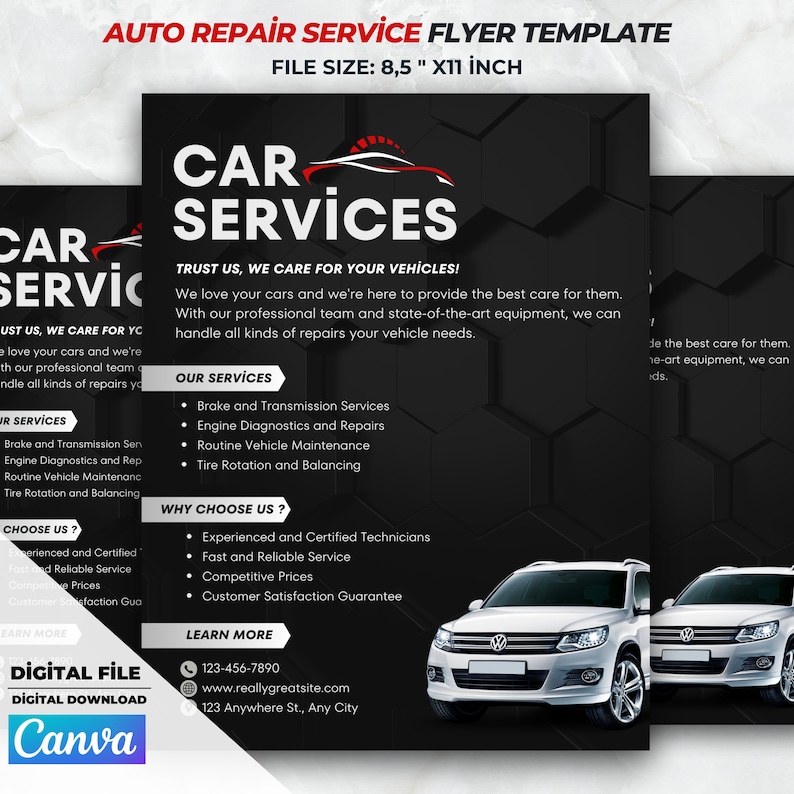 Auto Repair Service Flyer Template, Car Repair Service Flyer ...
