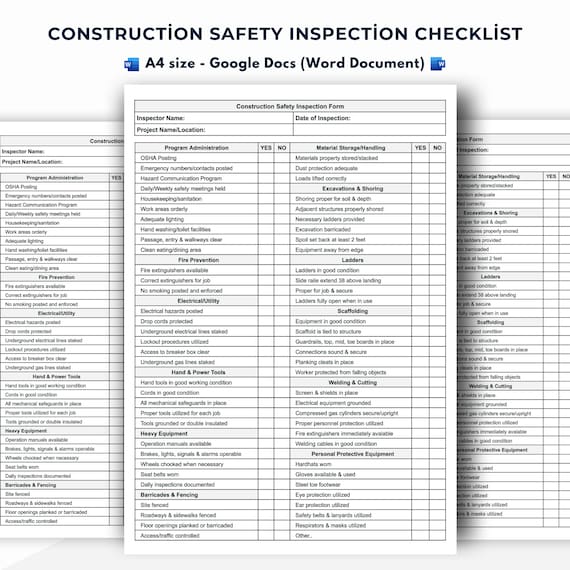 Construction Site Safety Checklist Template
