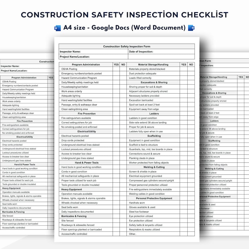 Construction Safety Forms - Etsy