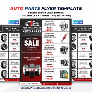 Auto Parts Flyer Template, Car Accessories and Promotional Brochure - Etsy