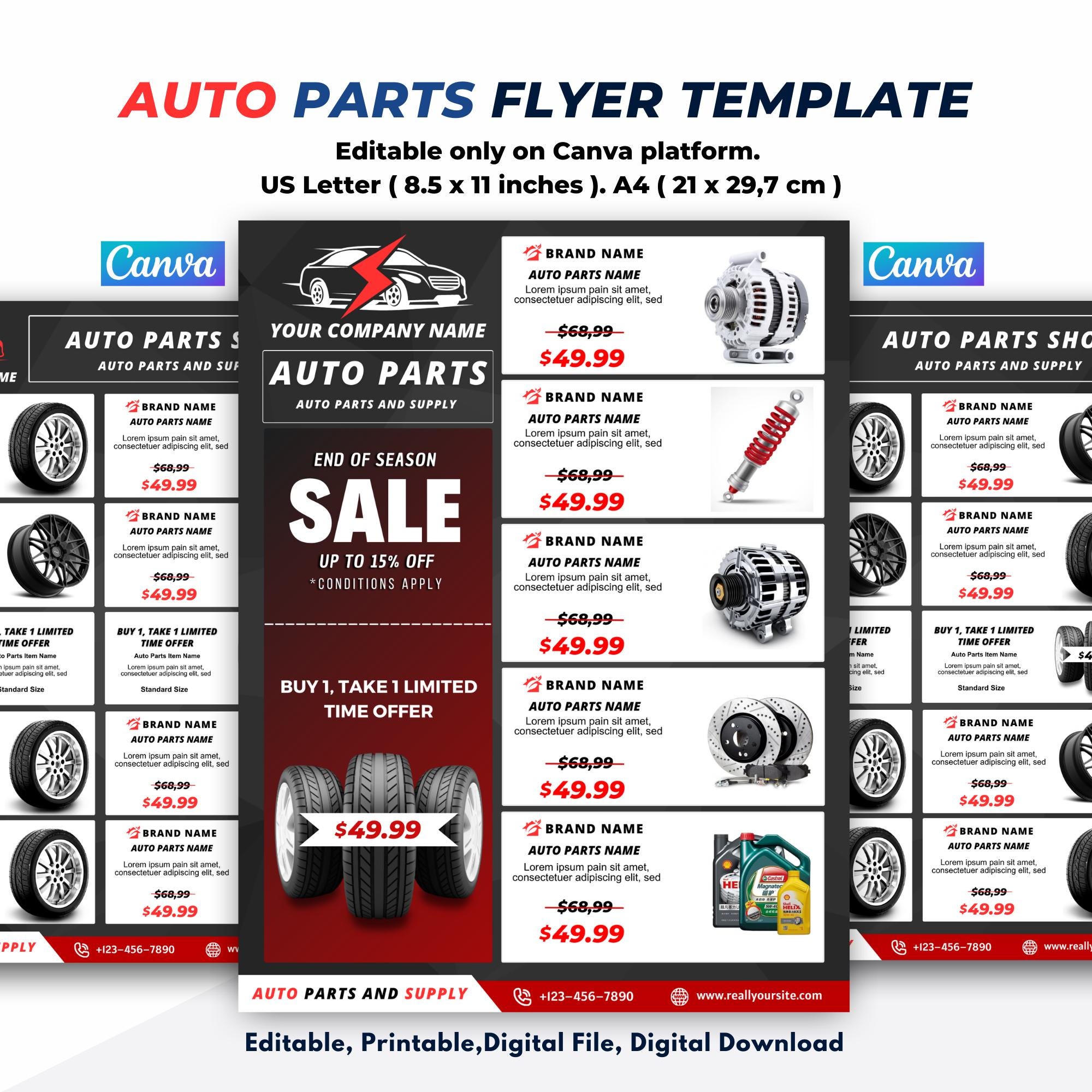 Auto Parts Flyer, Car Parts Promotion Flyer, Car Parts and Accessories ...