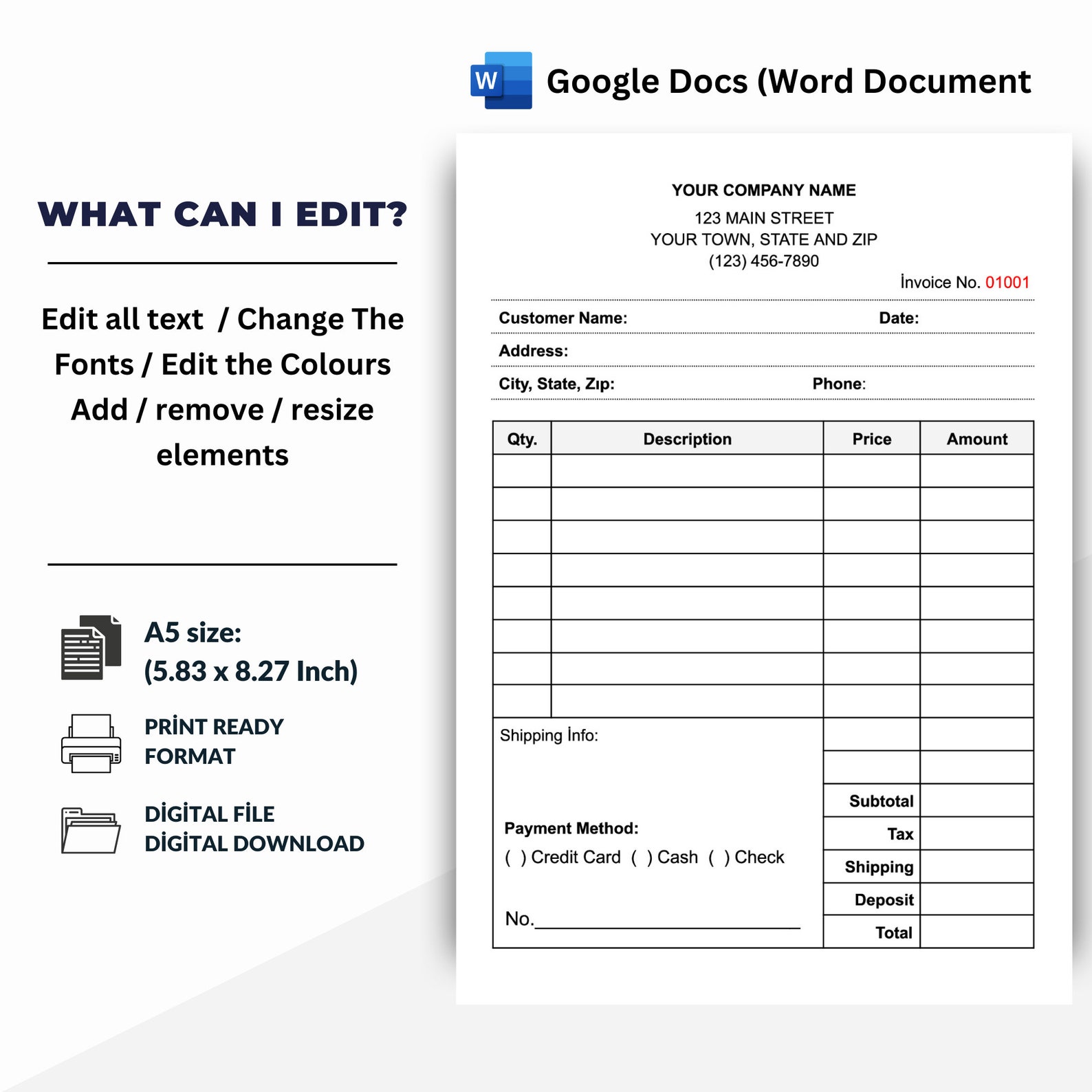 Small Pocket Size Sales Invoice Template, Small Size İnvoice Template ...