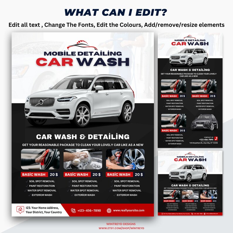 Car Wash Flyer Template, Car Detailing Flyer V7 - Etsy