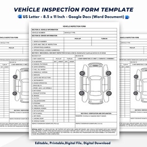 Vehicle Inspection Report Form Template, Editable & Printable, Google ...