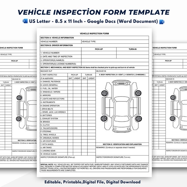Motorcycle Inspection Form - Etsy