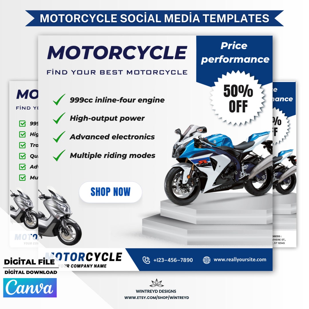 Motorcycle Social Media, Motorcycle Ads Template, Motorcycle Poster ...