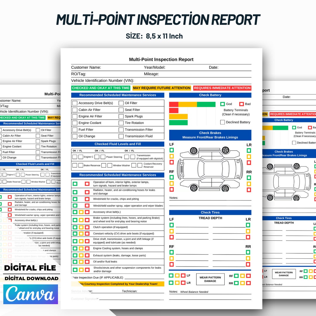 Multi-point Vehicle Inspection Report, Visual Vehicle Inspection Report ...