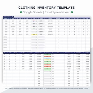 Clothing Inventory Template: Excel & Google Sheets (digital Download ...